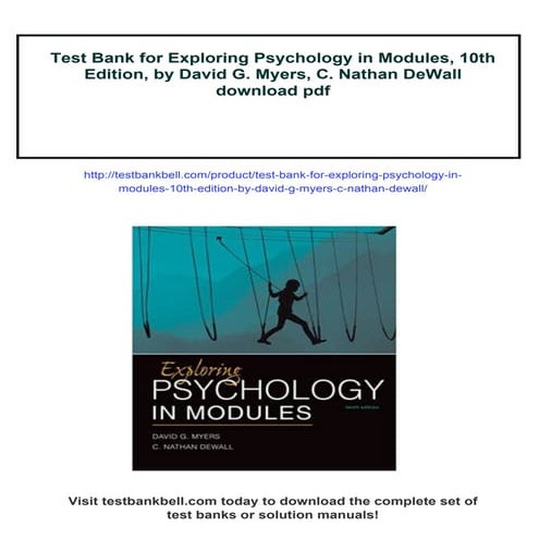 Test Bank for Exploring Psychology in Modules, 10th Edition, by David G ...
