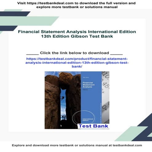 Financial Statement Analysis International Edition 13th Edition Gibson ...