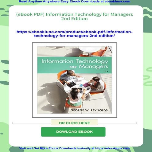 (eBook PDF) Information Technology for Managers 2nd Edition | PDF