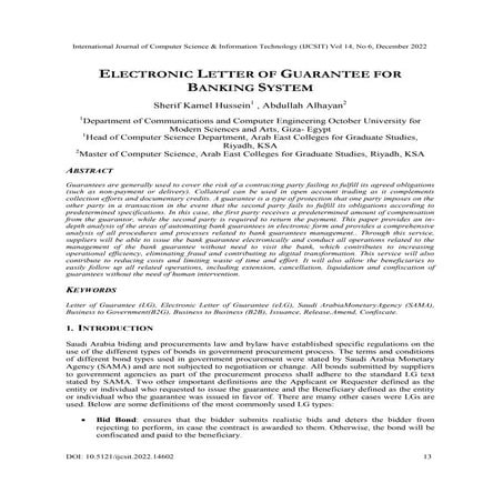 Electronic Letter of Guarantee for Banking System | PDF