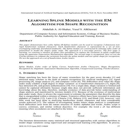 Learning Spline Models With The Em Algorithm For Shape Recognition Pdf