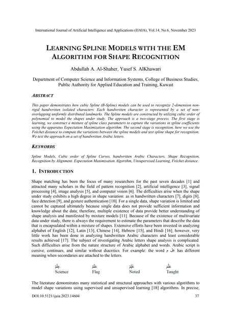 Learning Spline Models With The Em Algorithm For Shape Recognition Pdf