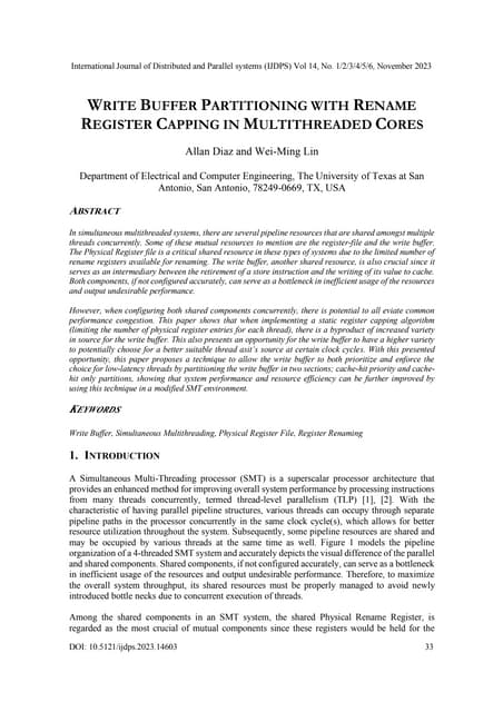 Write Buffer Partitioning With Rename Register Capping In Multithreaded