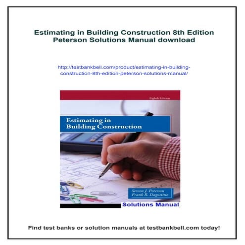 Estimating in Building Construction 8th Edition Peterson Solutions Manual | PDF