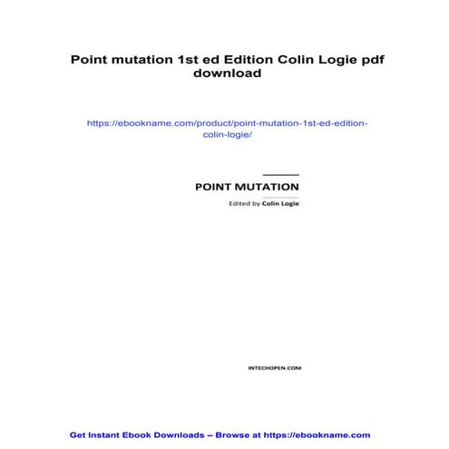 Point mutation 1st ed Edition Colin Logie | PDF