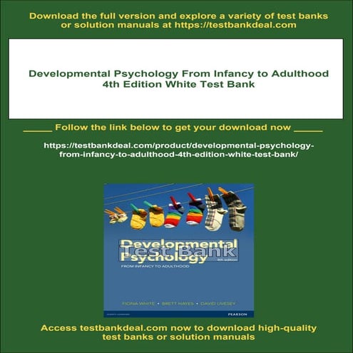Developmental Psychology From Infancy to Adulthood 4th Edition White ...