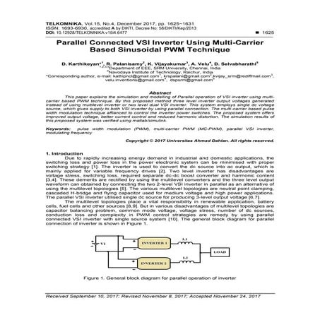Parallel Connected VSI Inverter Using Multi-Carrier Based Sinusoidal PWM Technique | PDF