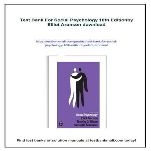 Test Bank For Social Psychology 10th Editionby Elliot Aronson | PDF