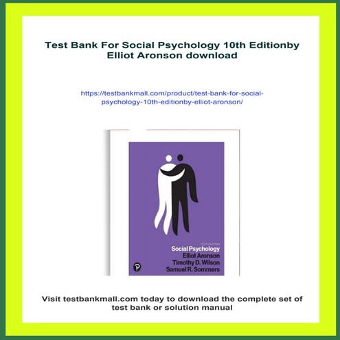 Test Bank For Social Psychology 10th Editionby Elliot Aronson | PDF