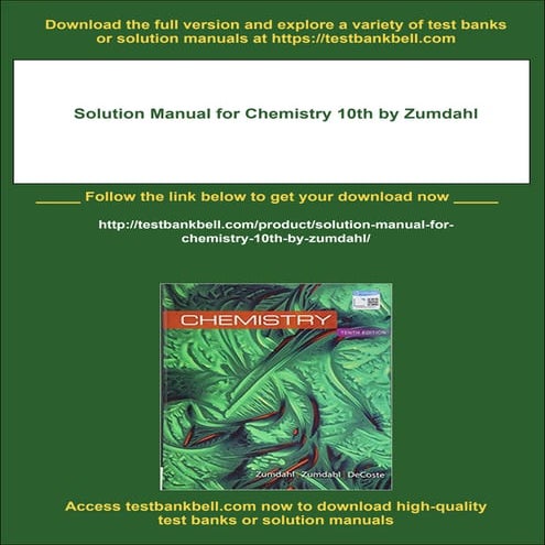 Solution Manual for Chemistry 10th by Zumdahl | PDF