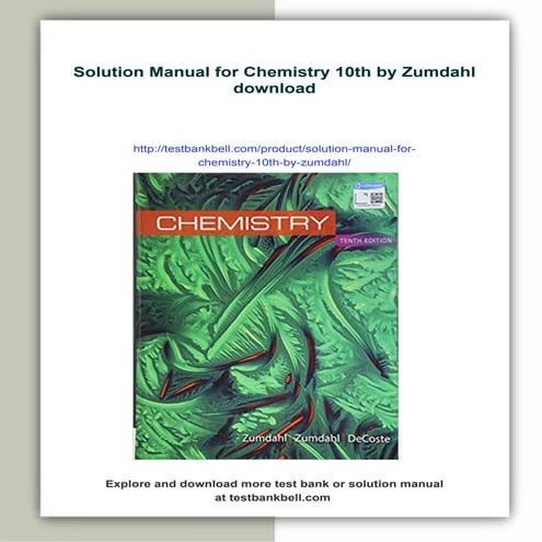 Solution Manual for Chemistry 10th by Zumdahl | PDF