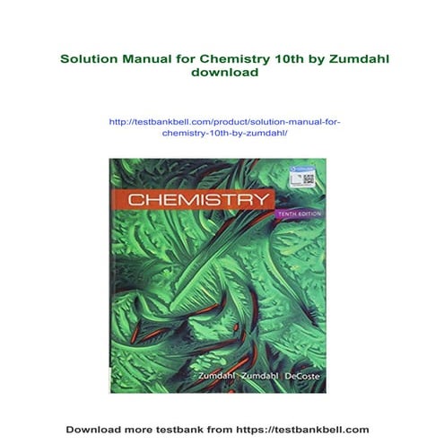Solution Manual for Chemistry 10th by Zumdahl | PDF