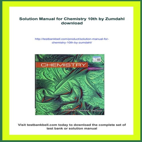 Solution Manual for Chemistry 10th by Zumdahl | PDF