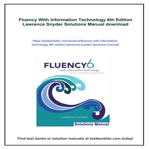Fluency With Information Technology 6th Edition Lawrence Snyder Solutions Manual | PDF