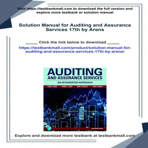 Solution Manual for Auditing and Assurance Services 17th by Arens download pdf | PDF