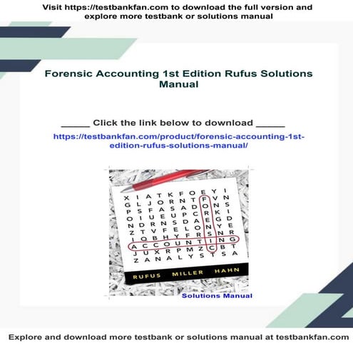 Forensic Accounting 1st Edition Rufus Solutions Manual | PDF