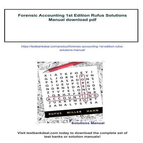 Forensic Accounting 1st Edition Rufus Solutions Manual | PDF