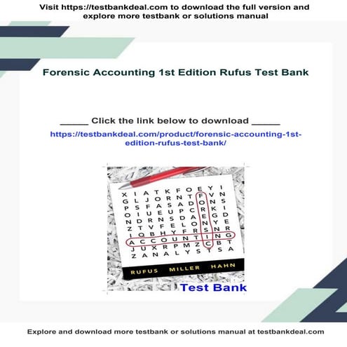 Forensic Accounting 1st Edition Rufus Test Bank | PDF