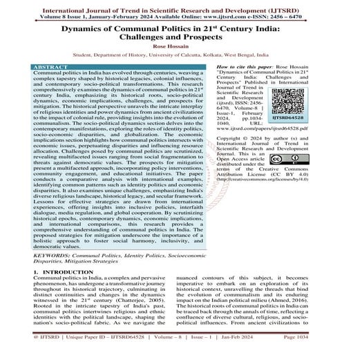 Dynamics of Communal Politics in 21st Century India Challenges and ...