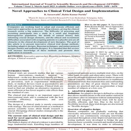 Novel Approaches to Clinical Trial Design and Implementation | PDF