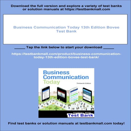 Business Communication Today 13th Edition Bovee Test Bank | PDF