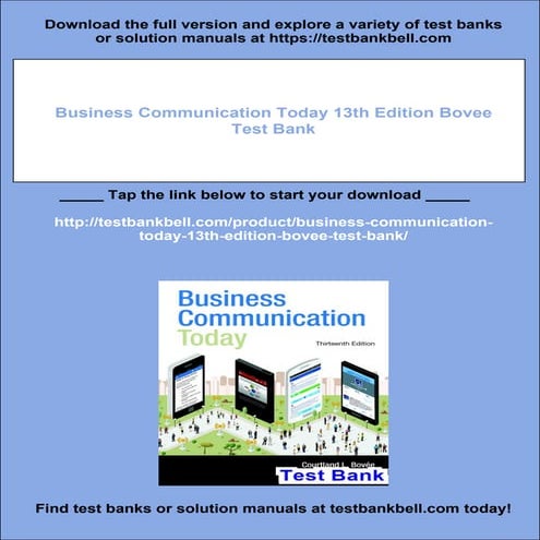 Business Communication Today 13th Edition Bovee Test Bank | PDF
