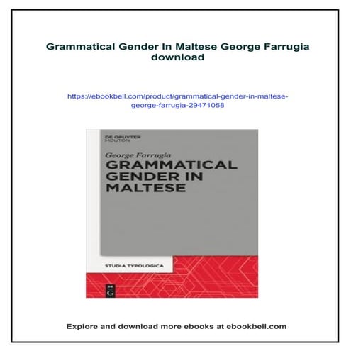 Grammatical Gender In Maltese George Farrugia | PDF