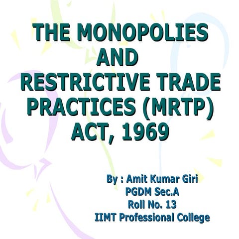 14768601 mrtp-act-1969 | PDF
