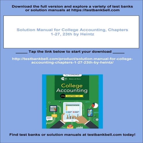 Solution Manual for College Accounting, Chapters 1-27, 23th by Heintz | PDF