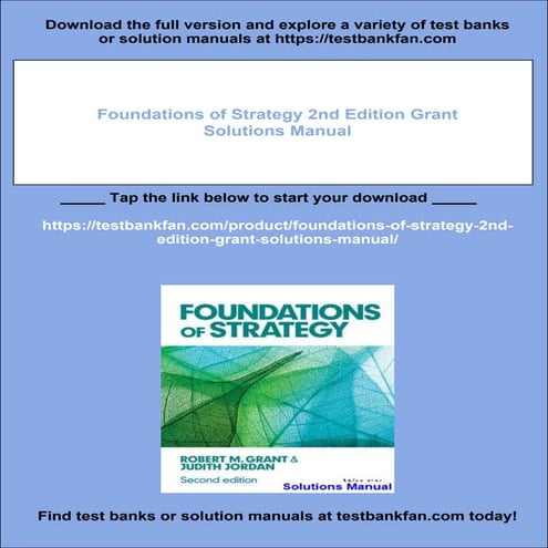 Foundations of Strategy 2nd Edition Grant Solutions Manual | PDF