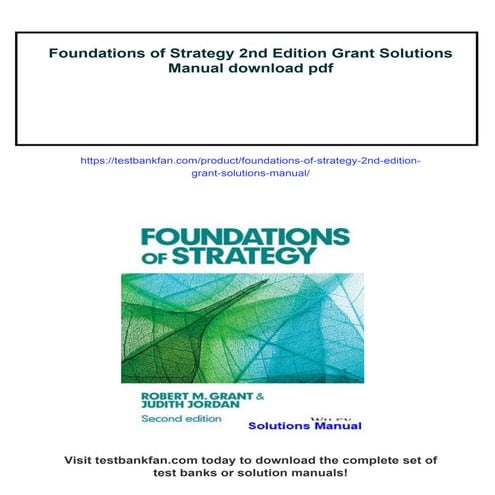 Foundations of Strategy 2nd Edition Grant Solutions Manual | PDF