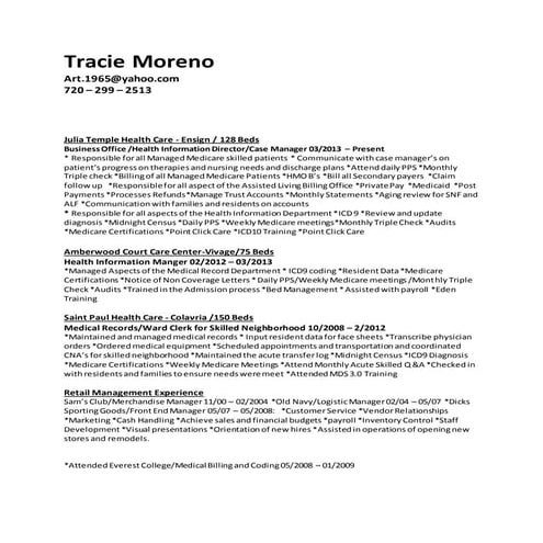 Tracie Moreno Resume | DOCX