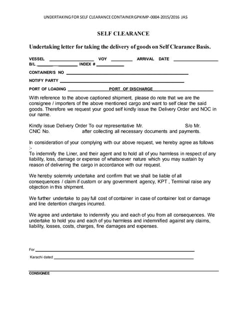 7...AUTHORIZATION LETTER FROM CONSIGNEE CLEARING AGENT FOR TAKING THE ...