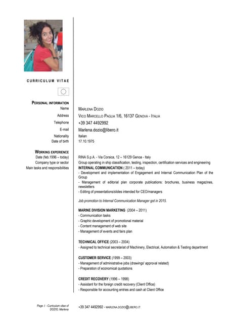 Education, Professionnal record, Hobbies | PDF