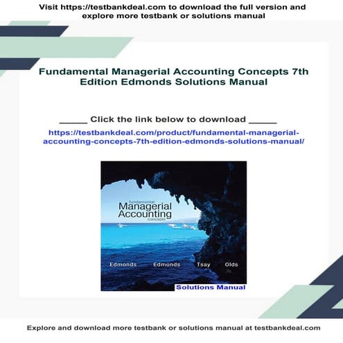 Fundamental Managerial Accounting Concepts 7th Edition Edmonds Solutions Manual | PDF
