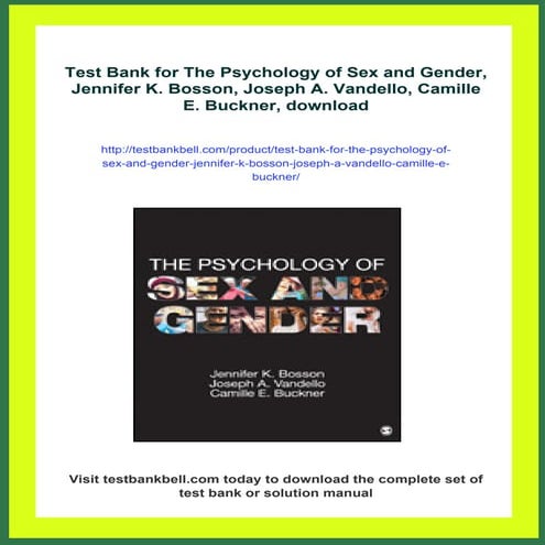 Test Bank for The Psychology of Sex and Gender, Jennifer K. Bosson ...