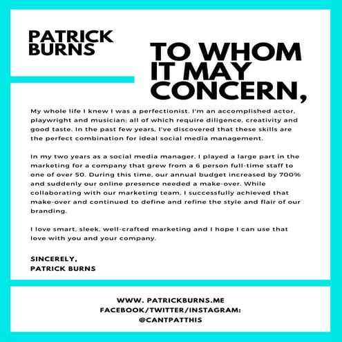 Patrick Burns Cover Letter | PDF