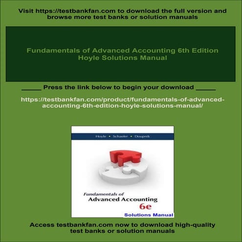 Fundamentals of Advanced Accounting 6th Edition Hoyle Solutions Manual | PDF