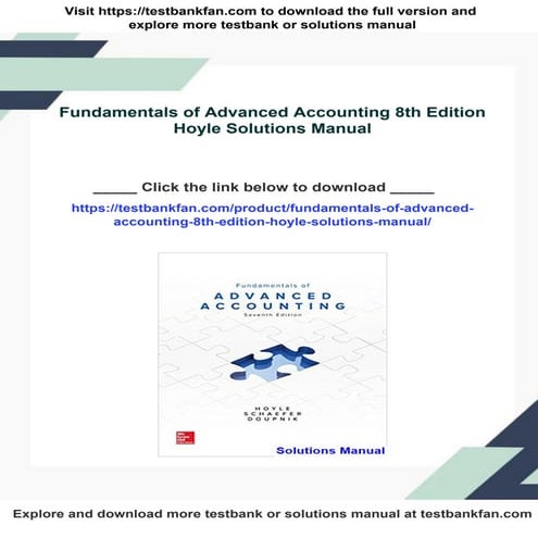 Fundamentals of Advanced Accounting 8th Edition Hoyle Solutions Manual | PDF