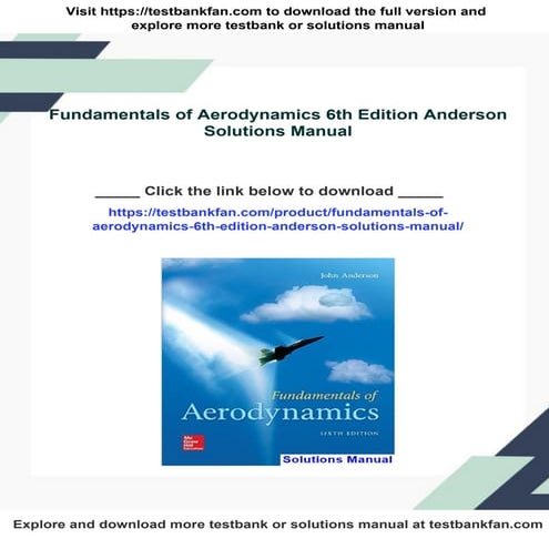 Fundamentals of Aerodynamics 6th Edition Anderson Solutions Manual | PDF