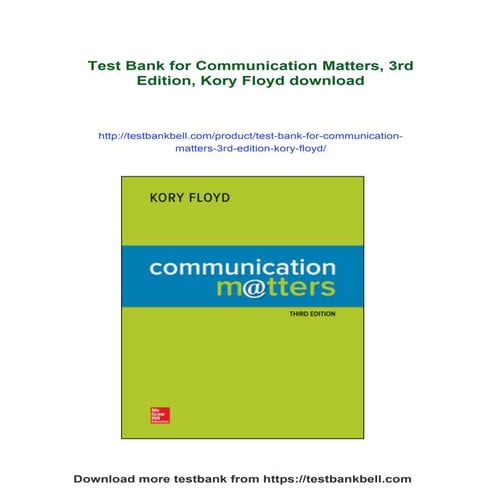 Test Bank for Communication Matters, 3rd Edition, Kory Floyd | PDF