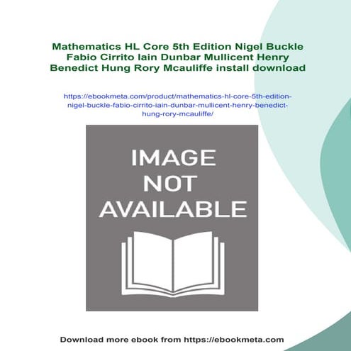 Mathematics HL Core 5th Edition Nigel Buckle Fabio Cirrito Iain Dunbar Mullicent Henry Benedict ...