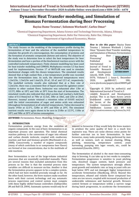 Dynamic Heat Transfer Modeling And Simulation Of Biomass Fermentation During Beer Processing