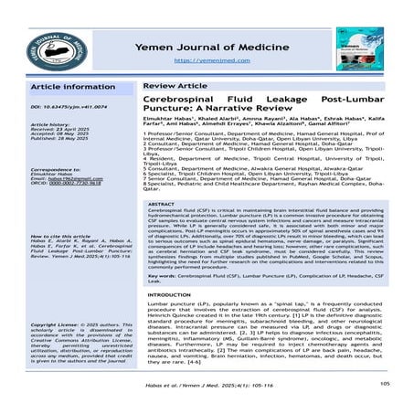 Cerebrospinal Fluid Leakage Post-Lumbar Puncture: A Narrative Review | PDF