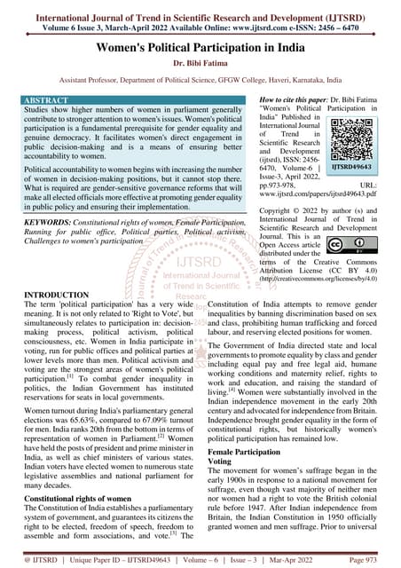 Womens Political Participation In India Pdf
