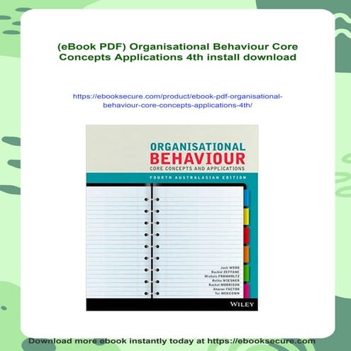 (eBook PDF) Organisational Behaviour Core Concepts Applications 4th | PDF