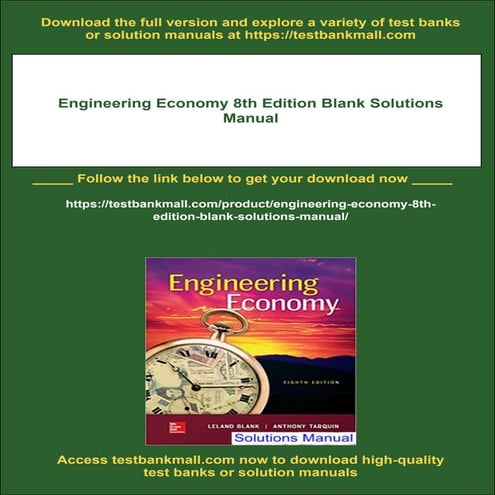 Engineering Economy 8th Edition Blank Solutions Manual | PDF