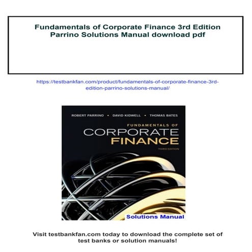 Fundamentals of Corporate Finance 3rd Edition Parrino Solutions Manual | PDF