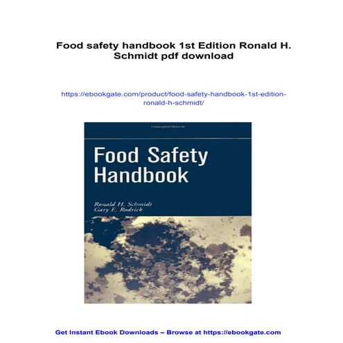 Food safety handbook 1st Edition Ronald H. Schmidt | PDF