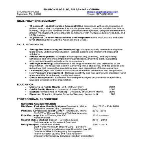 SHARON BAGALIO Resume - current | PDF